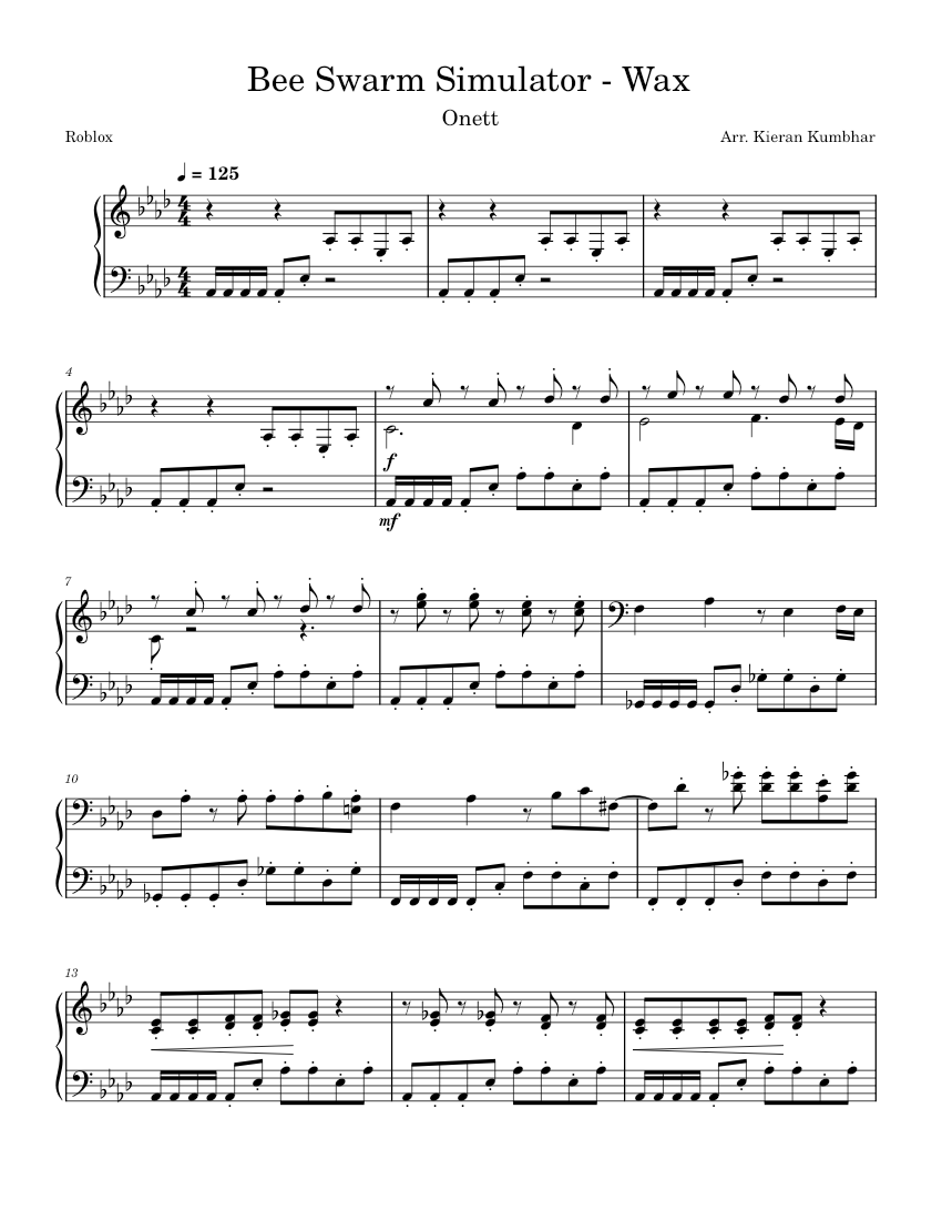 Bee Swarm Simulator - Wax Sheet Music for Piano (Solo) | MuseScore.com