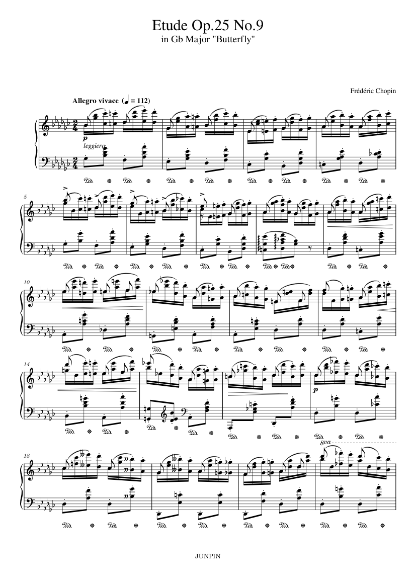 Etude Op.25 No.9 in Gb Major "Butterfly" - F. Chopin Sheet music for Piano (Solo) | Musescore.com
