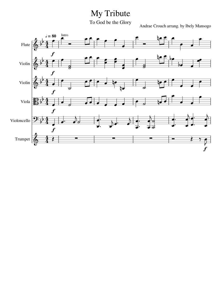 My Tribute Sheet music for Flute, Violin, Viola, Cello & more ...