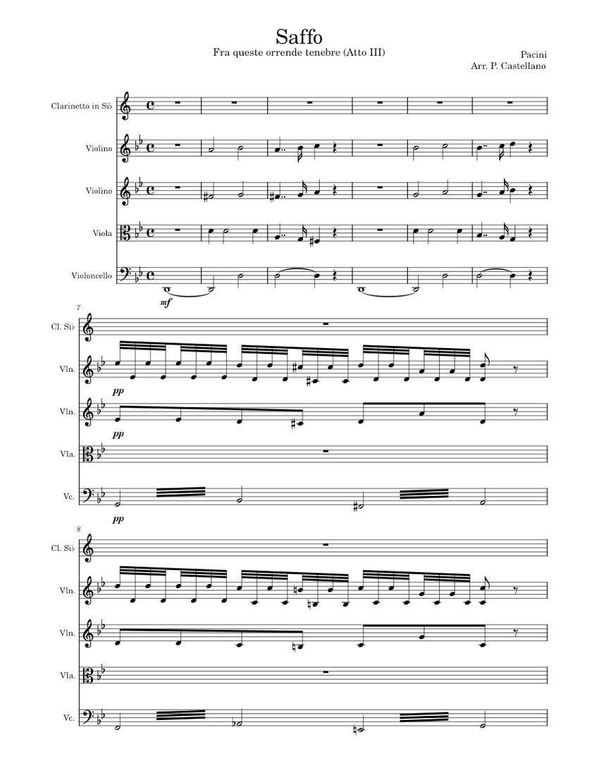 Saffo – Giovanni Pacini Saffo Atto III Sheet music for Clarinet in b ...