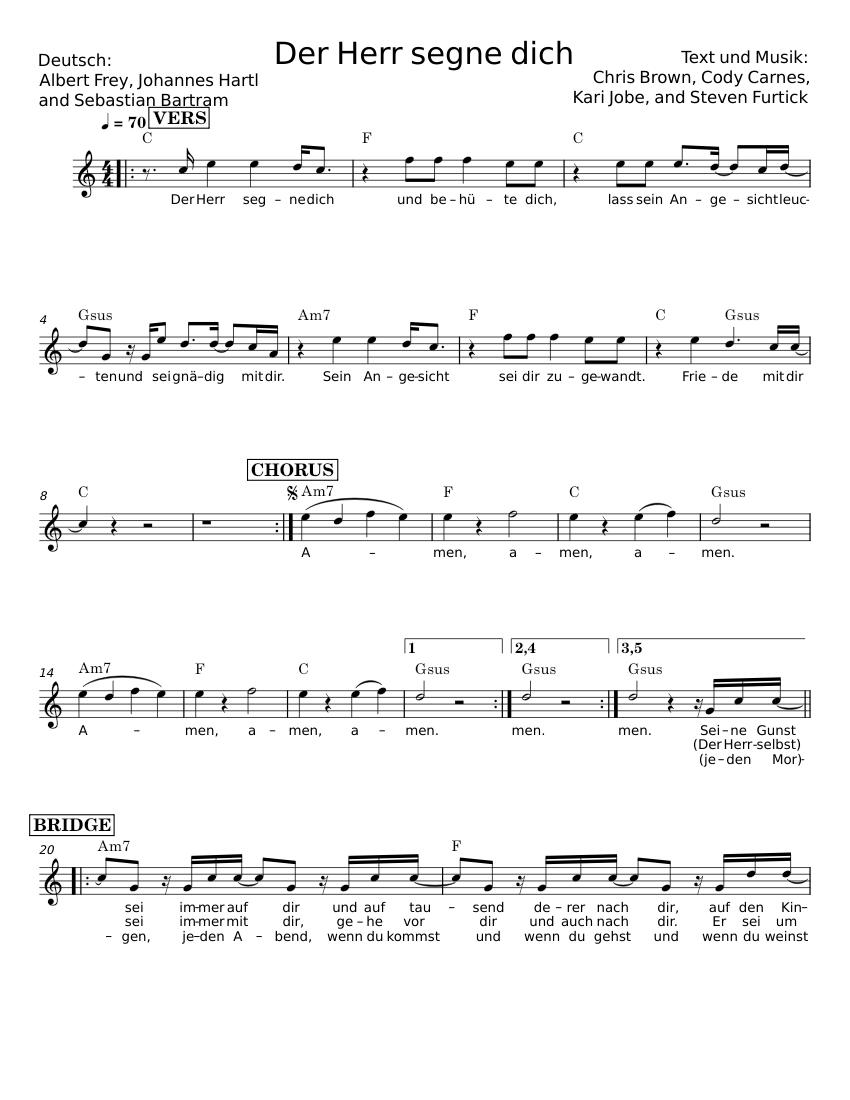 Der Herr segne dich - Chris Brown Sheet music for Synthesizer (Solo) | Musescore.com