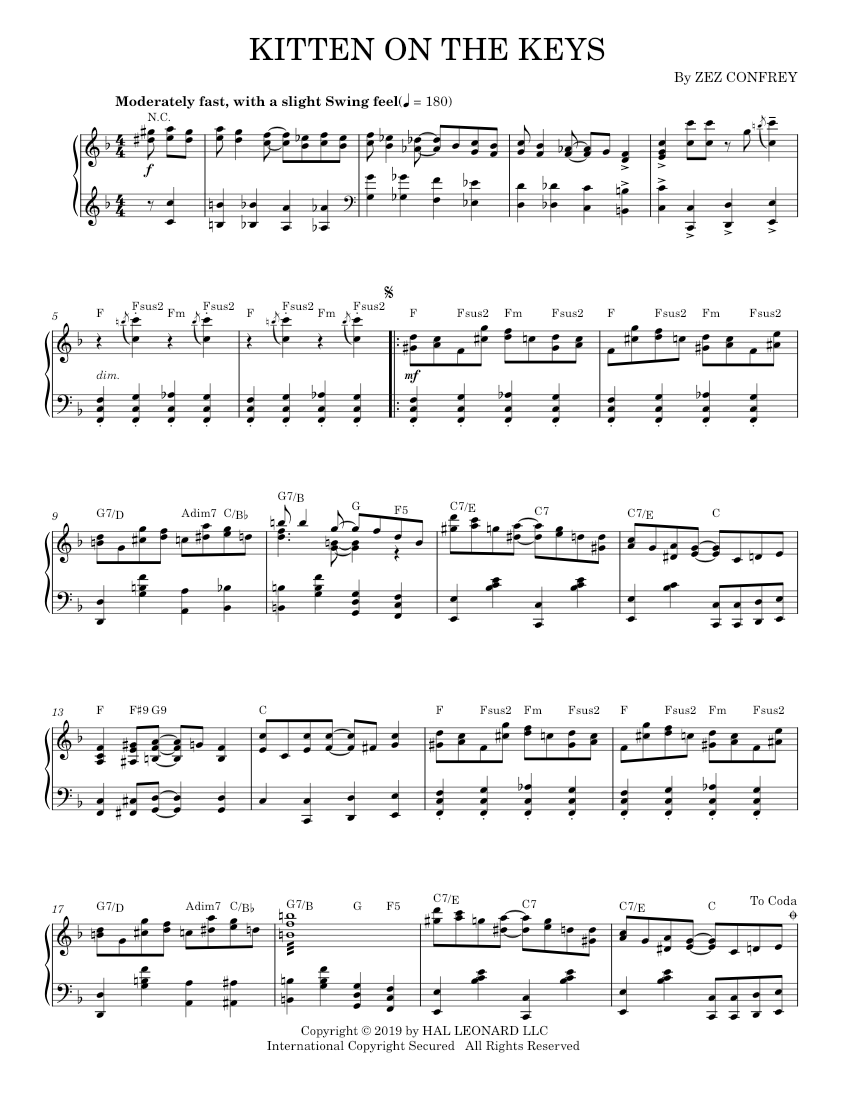 Kitten on the Keys Sheet music for Piano: Music Notes