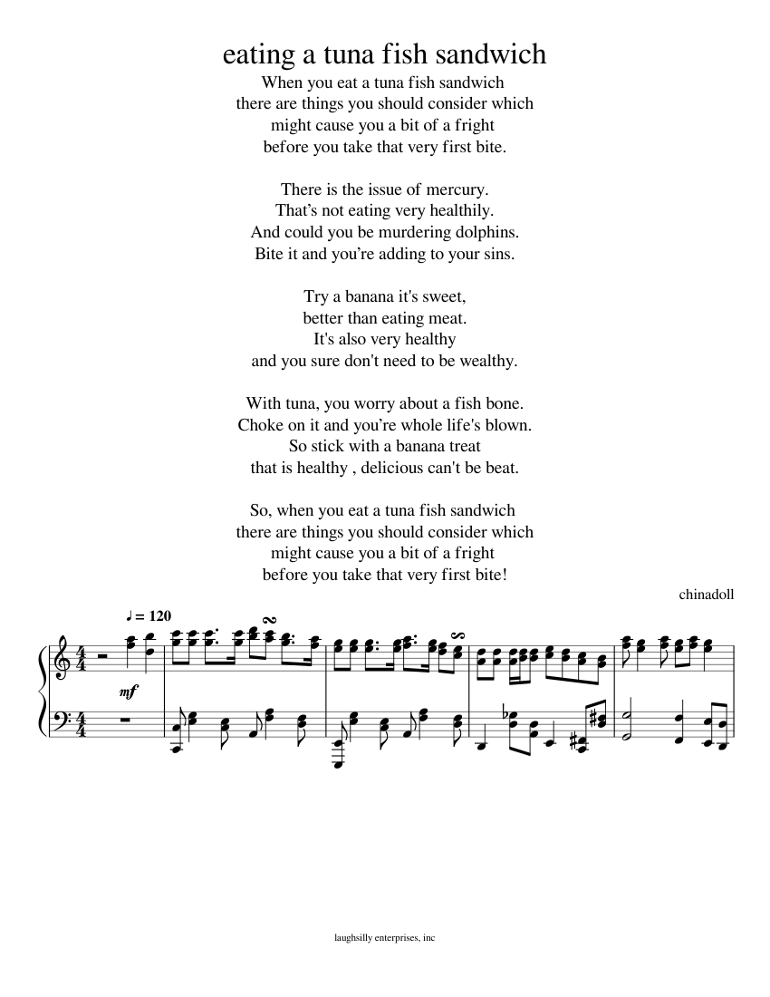 eating a tuna fish sandwich Sheet music for Piano (Solo) | Musescore.com