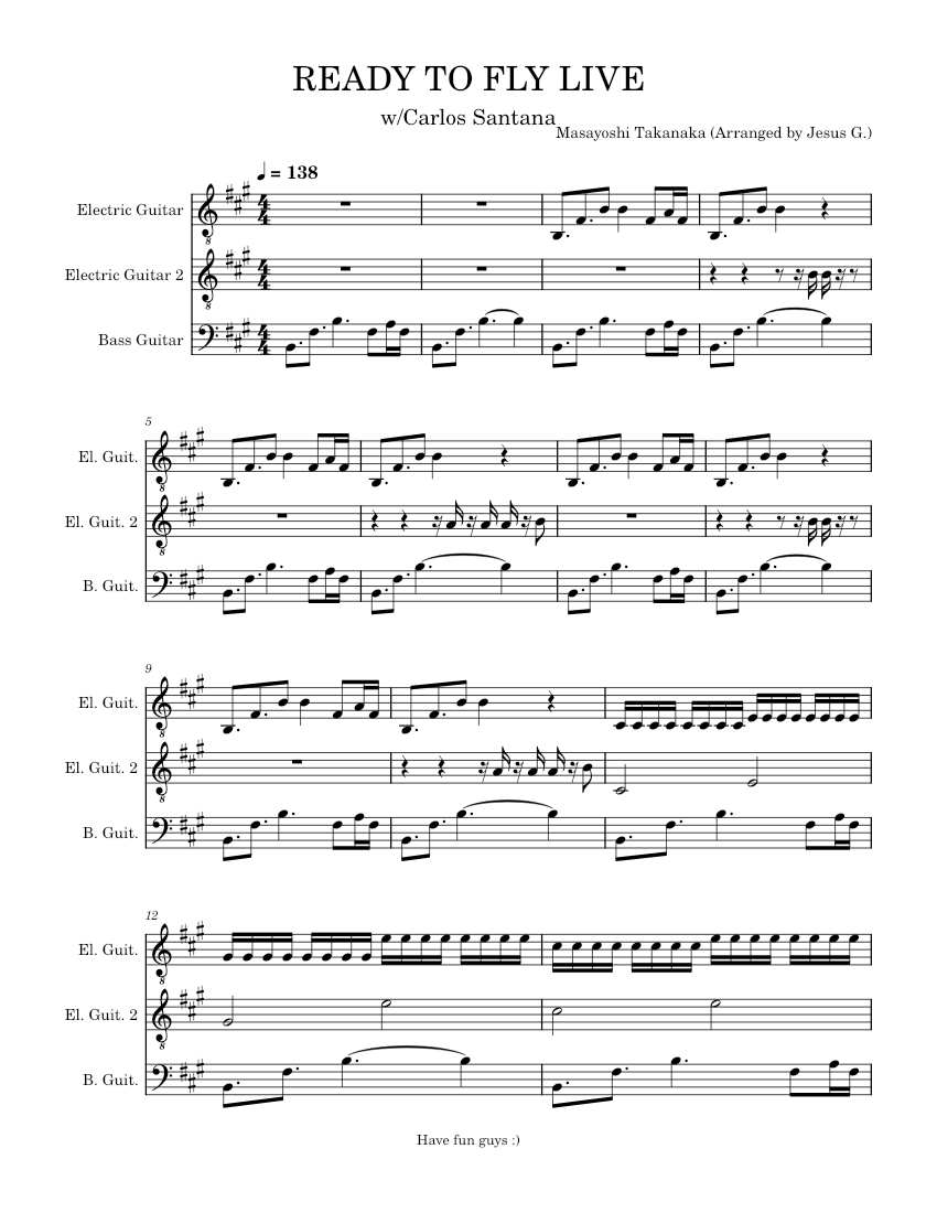 READY TO FLY – Masayoshi Takanaka READY TO FLY unfinished Sheet music ...