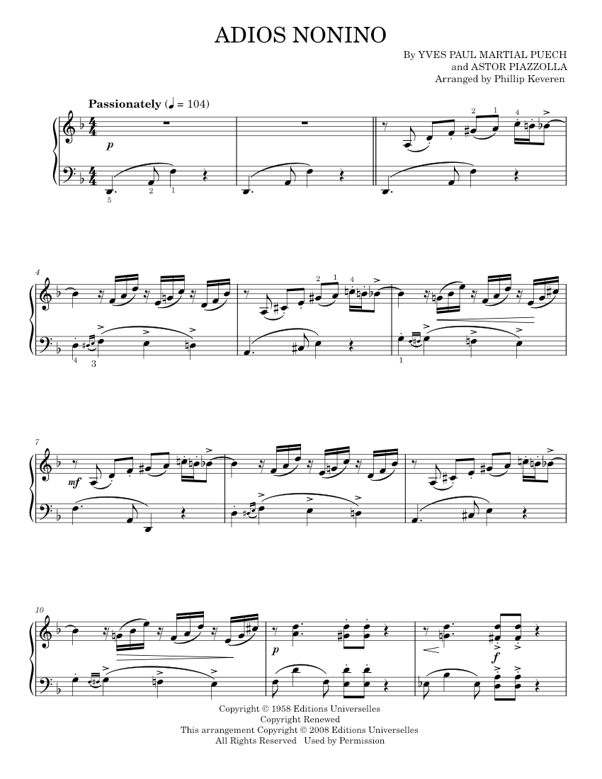 Play Official version of Adiós nonino sheet music by Astor Piazzolla ...