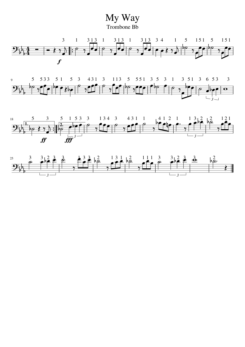 My way - Trombone Sheet music for Piano (Solo) Easy | Musescore.com