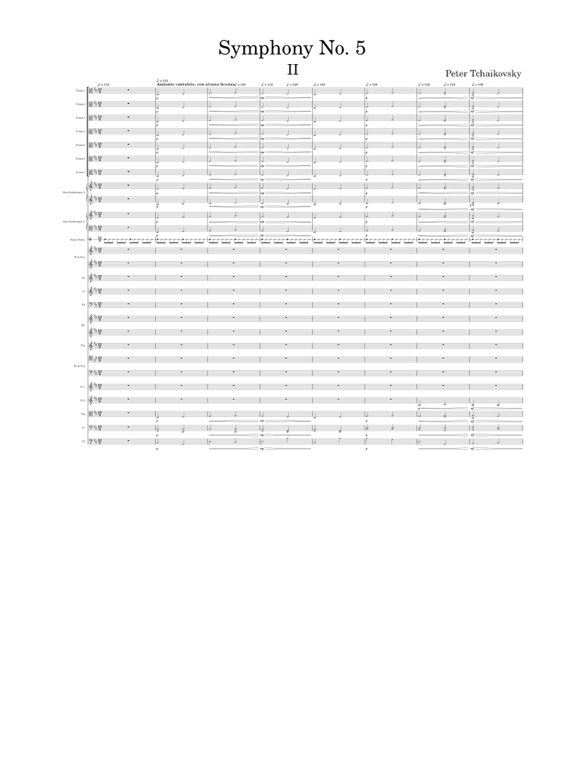 Symphony No.5 2nd movement – Tchaikovsky 0419修正【Viola私と練習してくれますか？】 Sheet music (Mixed Ensemble ...