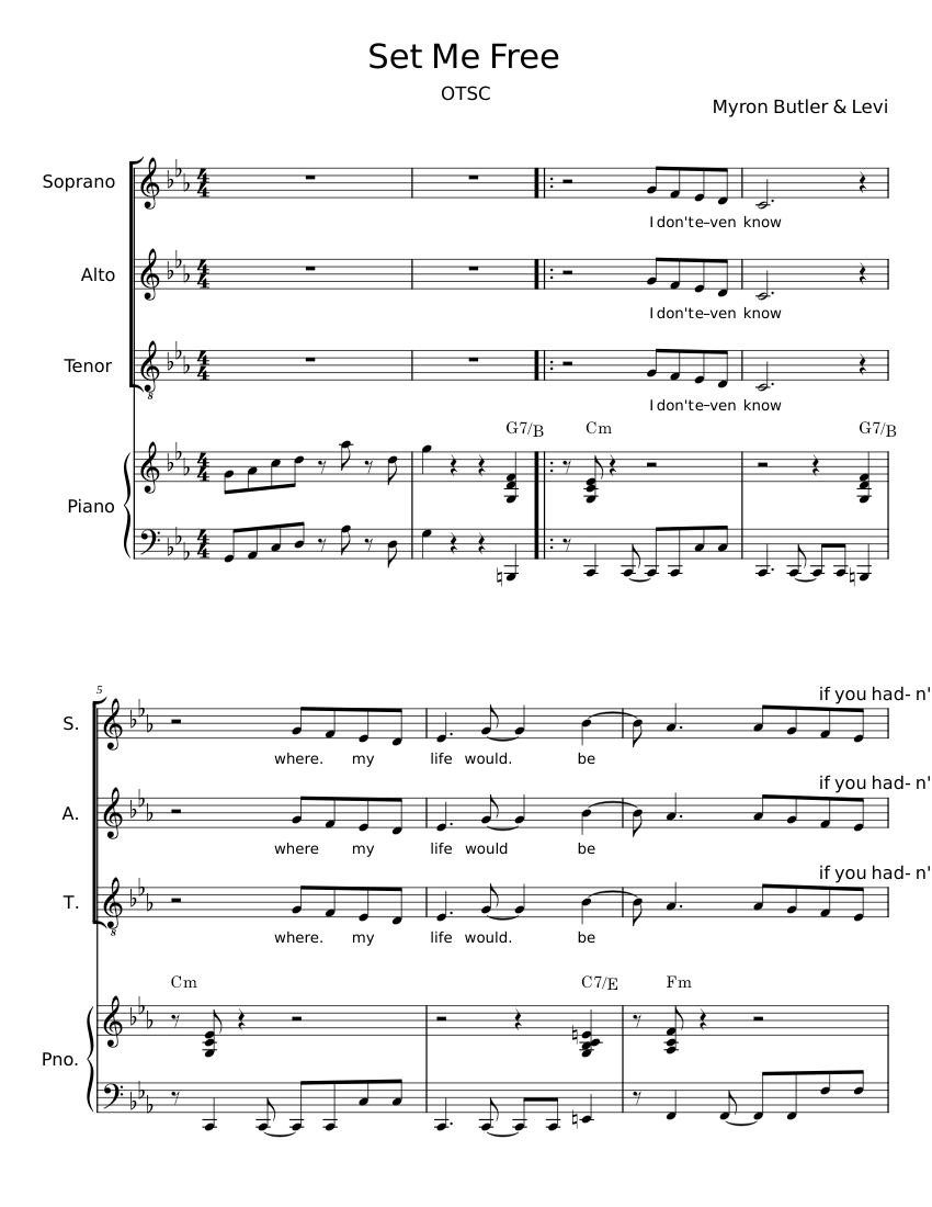 Set Me Free – Myron Butler;Levi Sheet music for Piano, Synthesizer ...