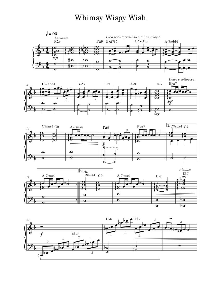 Whimsy Wispy Wish - Shou Haruka Sheet music for Piano (Solo ...