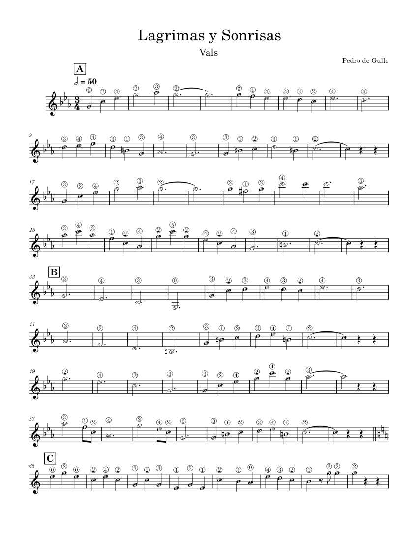 Lagrimas y Sonrisas Violin Finger nr. Sheet Music for Violin (Solo ...