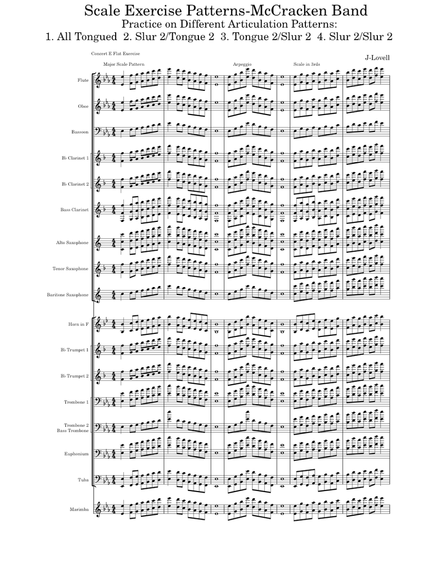 E Flat Scale Exercise Patterns-McCracken Band-Alto Saxophone Sheet ...