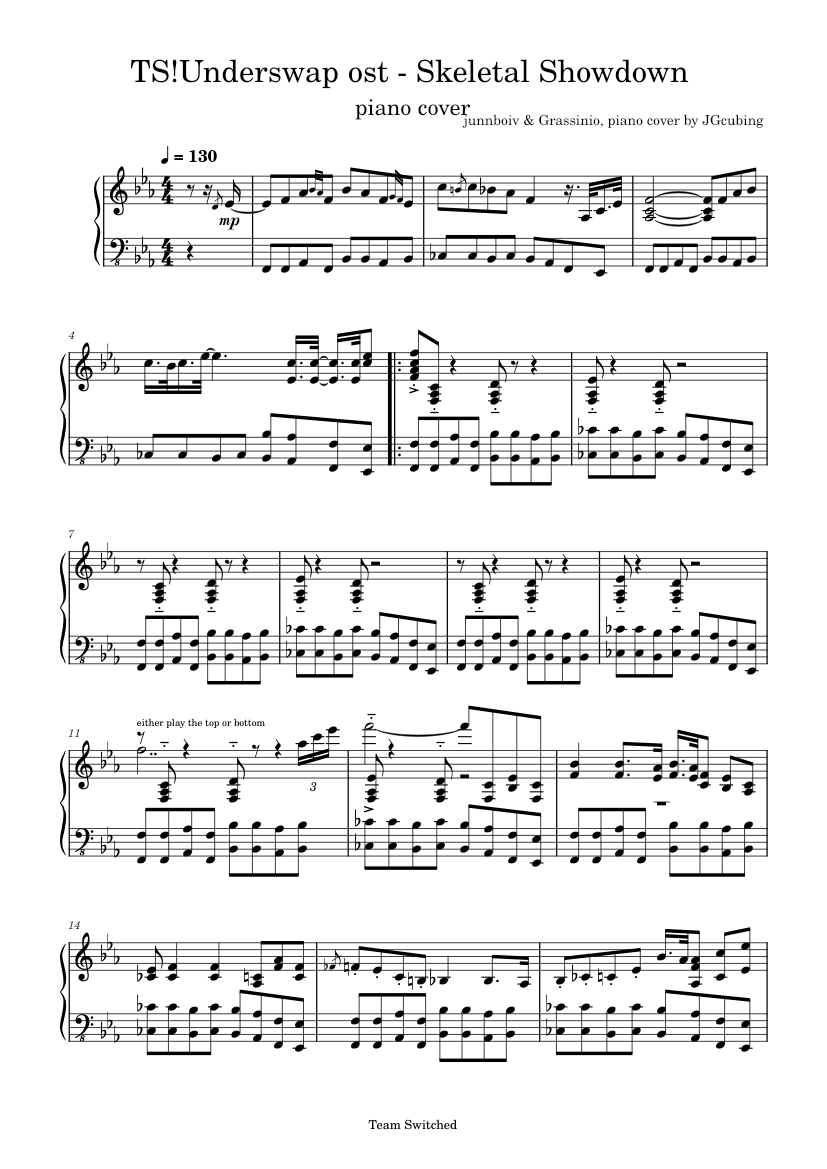 Skeletal Showdown – junnboiv & Grassinio Sheet music for Piano (Solo ...