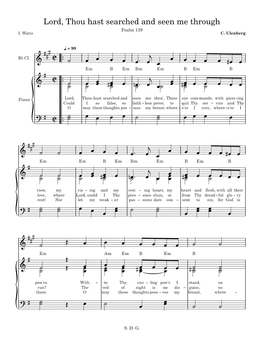 Psalm 139 – Caspar Ulenberg Sheet music for Piano, Clarinet other (Solo) | Musescore.com