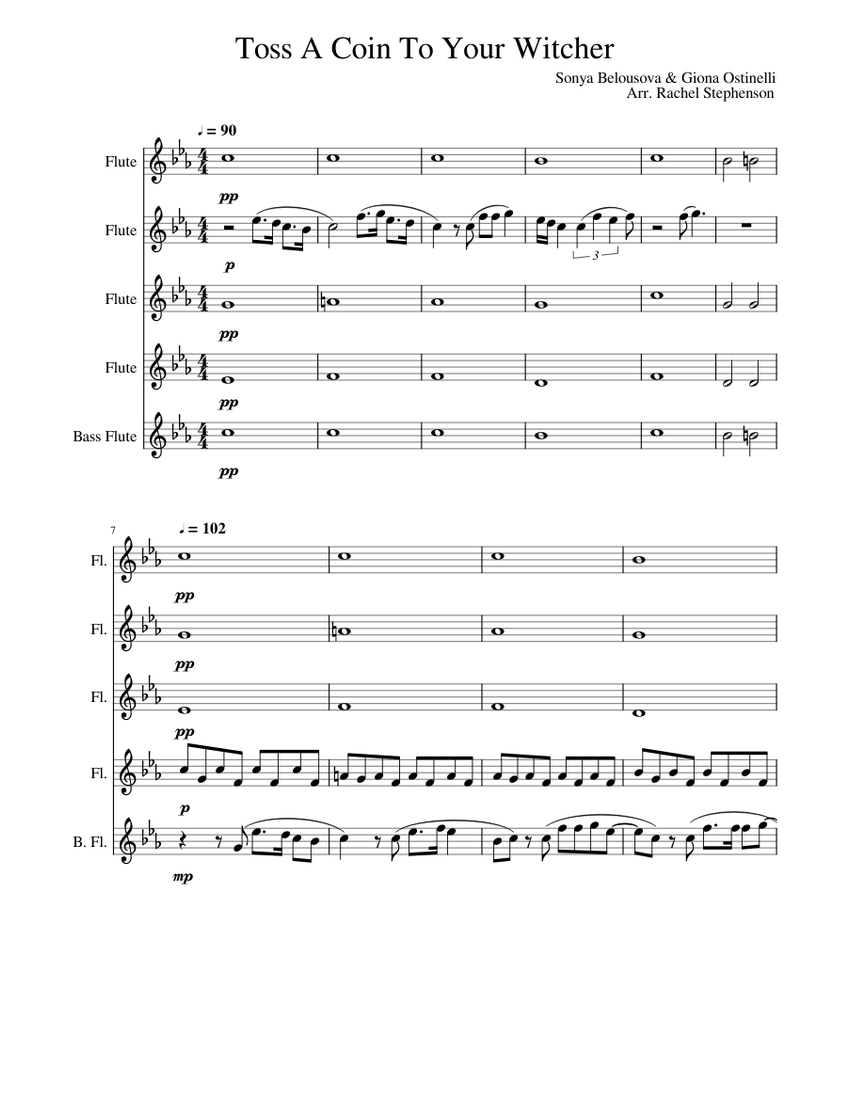 Toss A Coin To Your Witcher - Flute Ensemble Sheet music for Flute ...