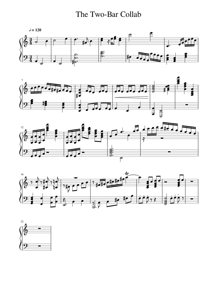 The Two-Bar Collab Sheet music for Piano (Solo) | Musescore.com