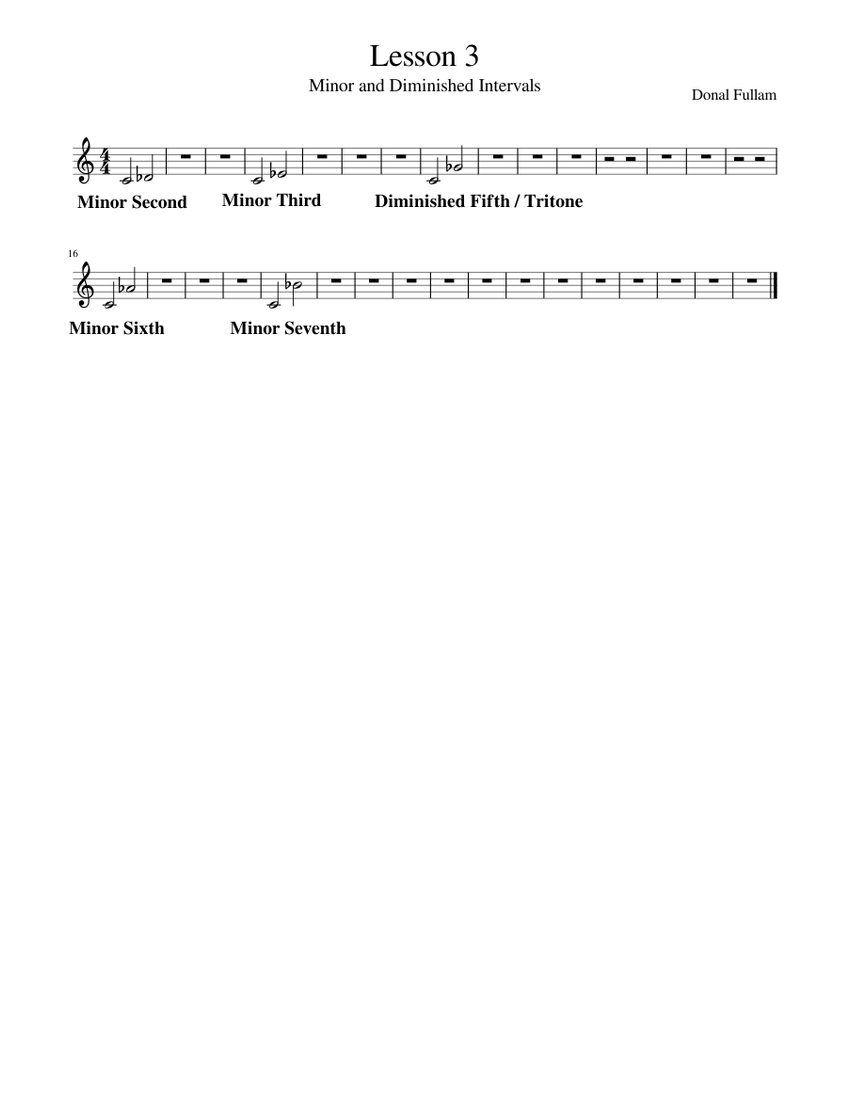 Lesson 3 - Minor and diminished intervals Sheet music for Piano (Solo ...