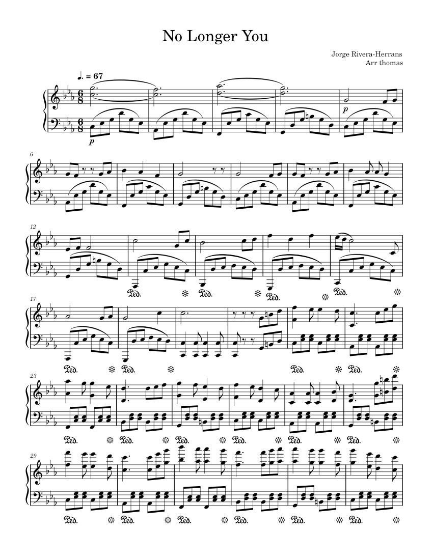 No Longer You – Jorge Rivera-Herrans : Epic the Musical Sheet Music for ...