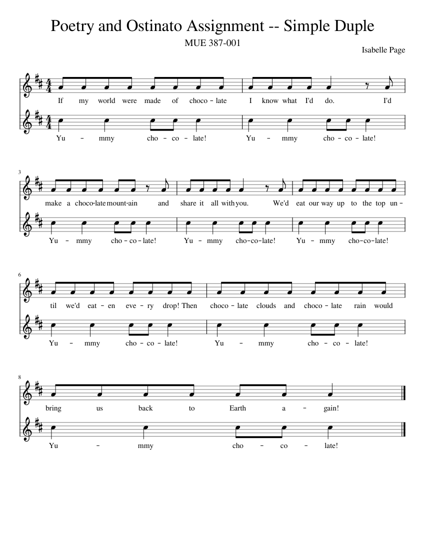 Poetry and Ostinato Assignment -- Simple Duple Sheet music for Trumpet ...