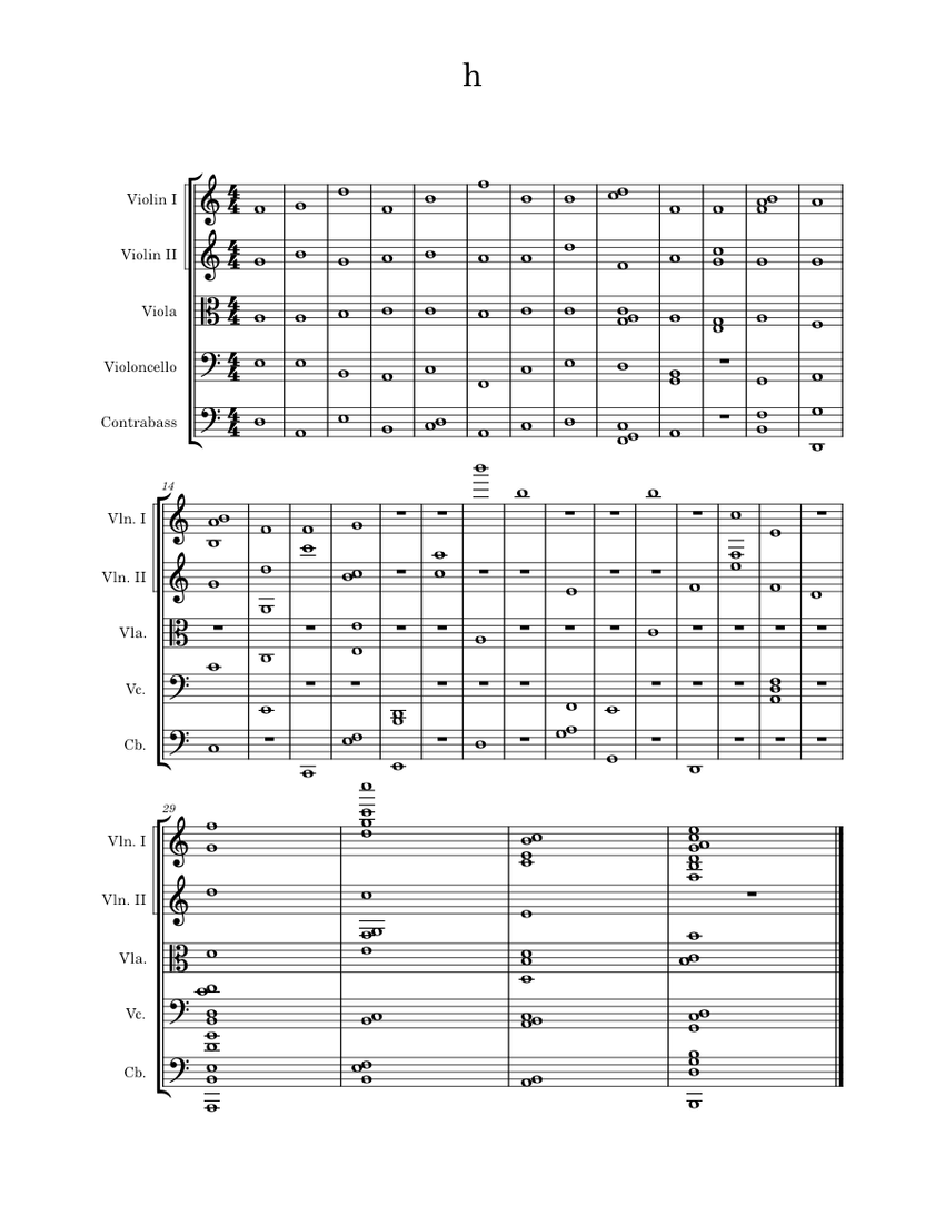 h Sheet music for Contrabass, Violin, Viola, Cello (String Quintet ...