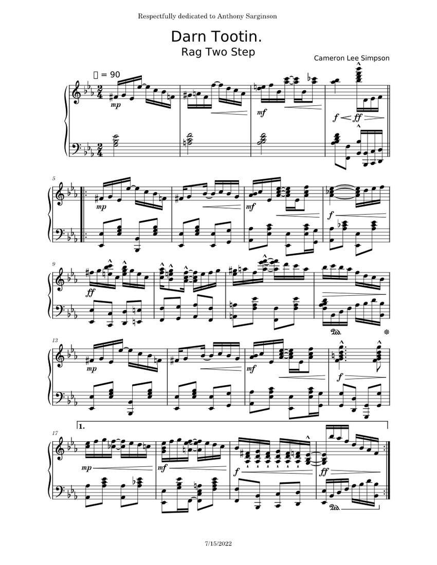 Darn Tootin Sheet music for Piano (Solo) | Musescore.com