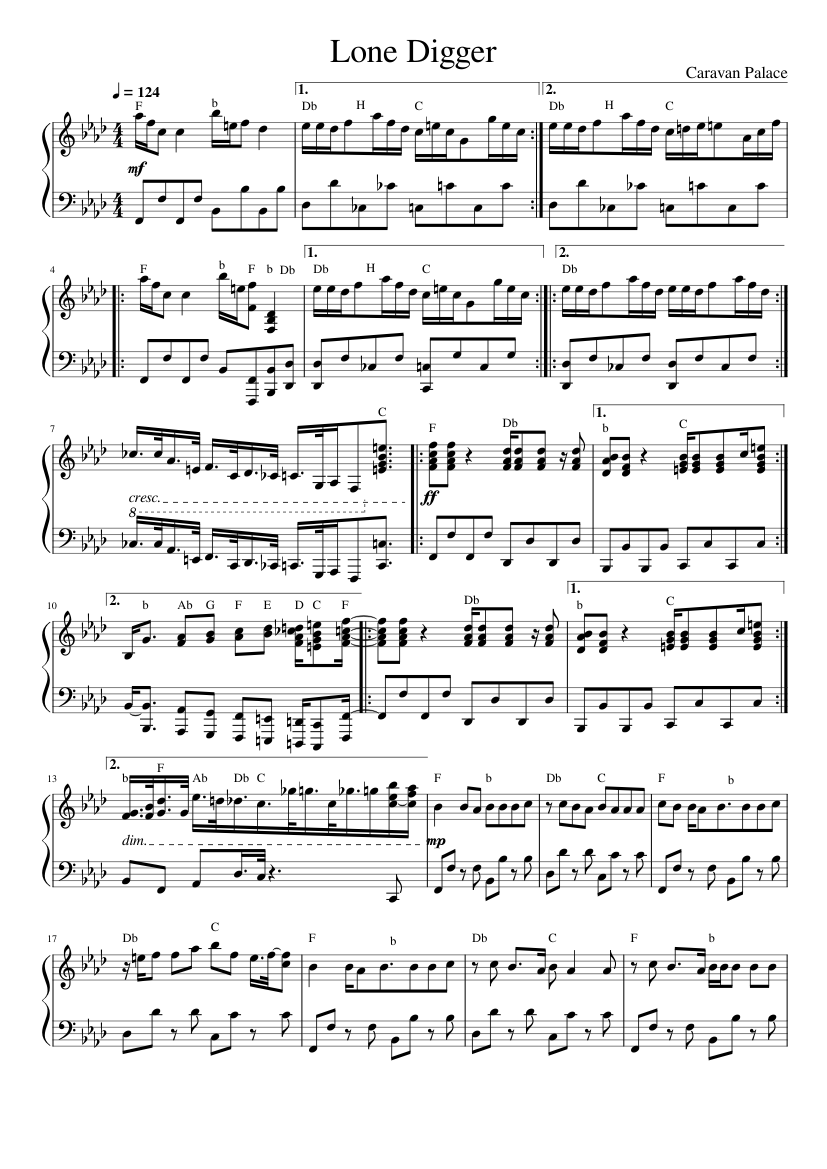 Lone Digger – Caravan Palace Sheet music for Piano (Solo) | Musescore.com