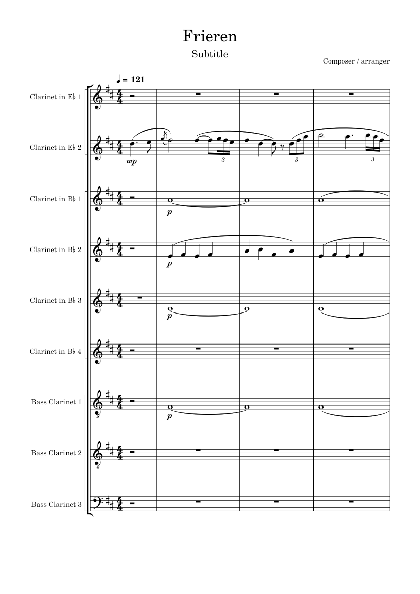 Frieren Main Theme Sheet Music for Clarinet other (Mixed Ensemble ...