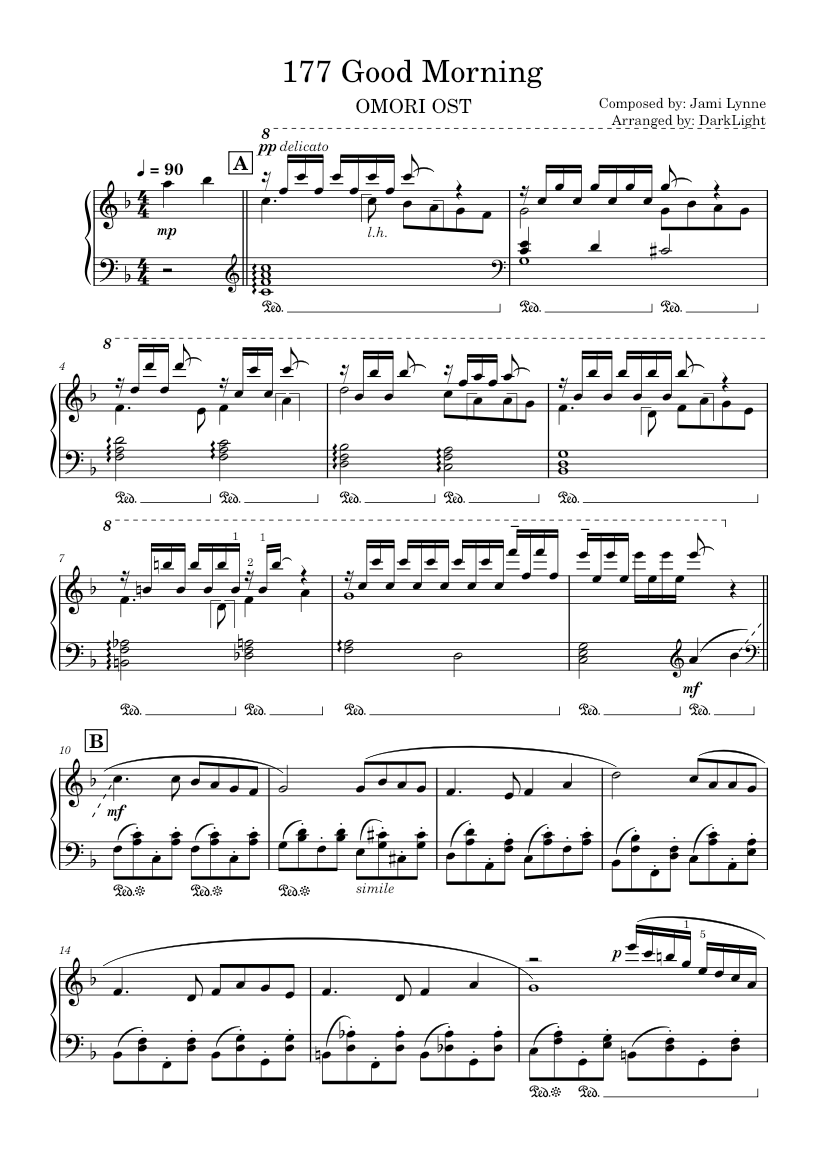 OMORI OST - 177 Good Morning – Jami Lynne (Complete Ver.) Sheet music ...