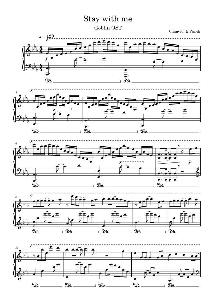 Stay With Me – Punch & Chanyeol (Goblin OST) | Piano Sheet Music for ...