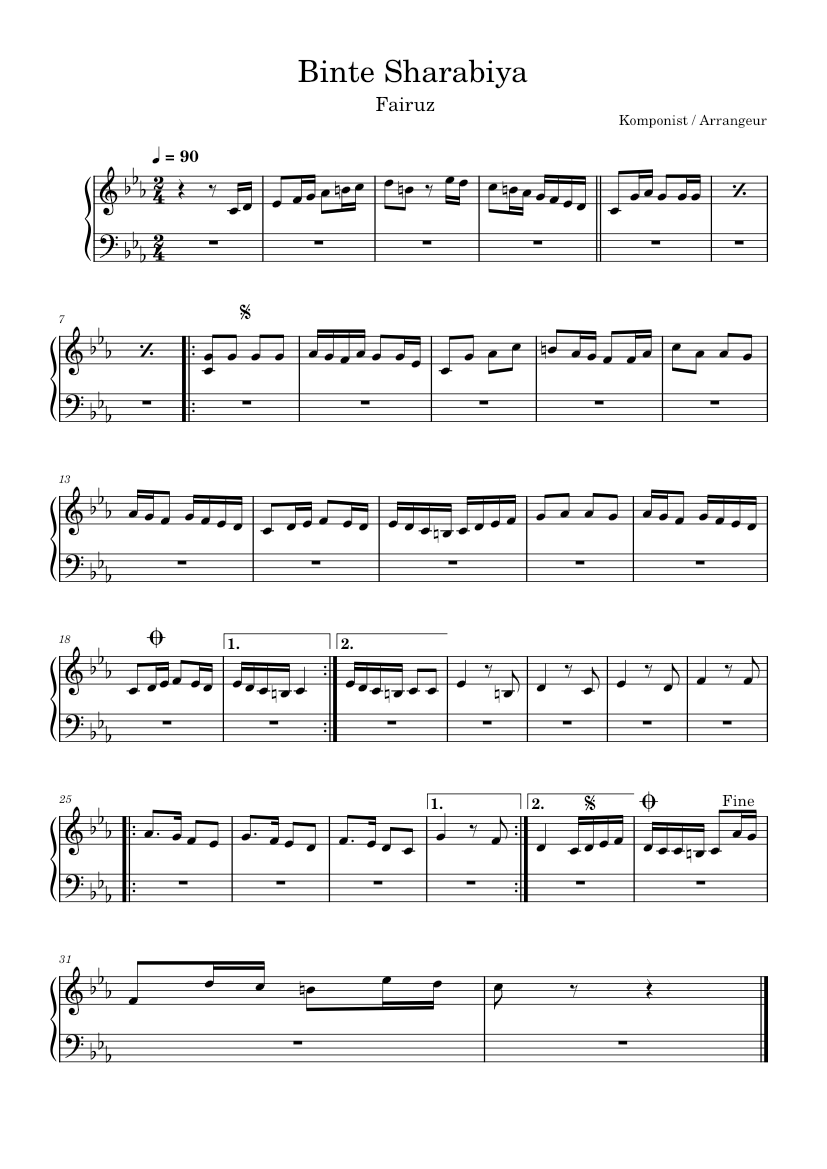 نسّم علينا الهوى – Fairuz Sheet Music for Harp (Solo) | MuseScore.com