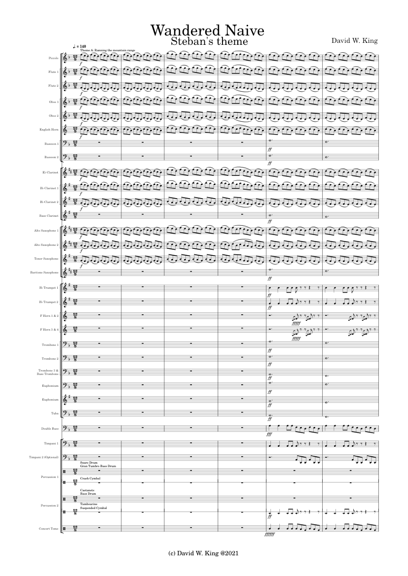 Wandered Naive- Steban's theme by David W. King Op. 1 Sheet music for ...