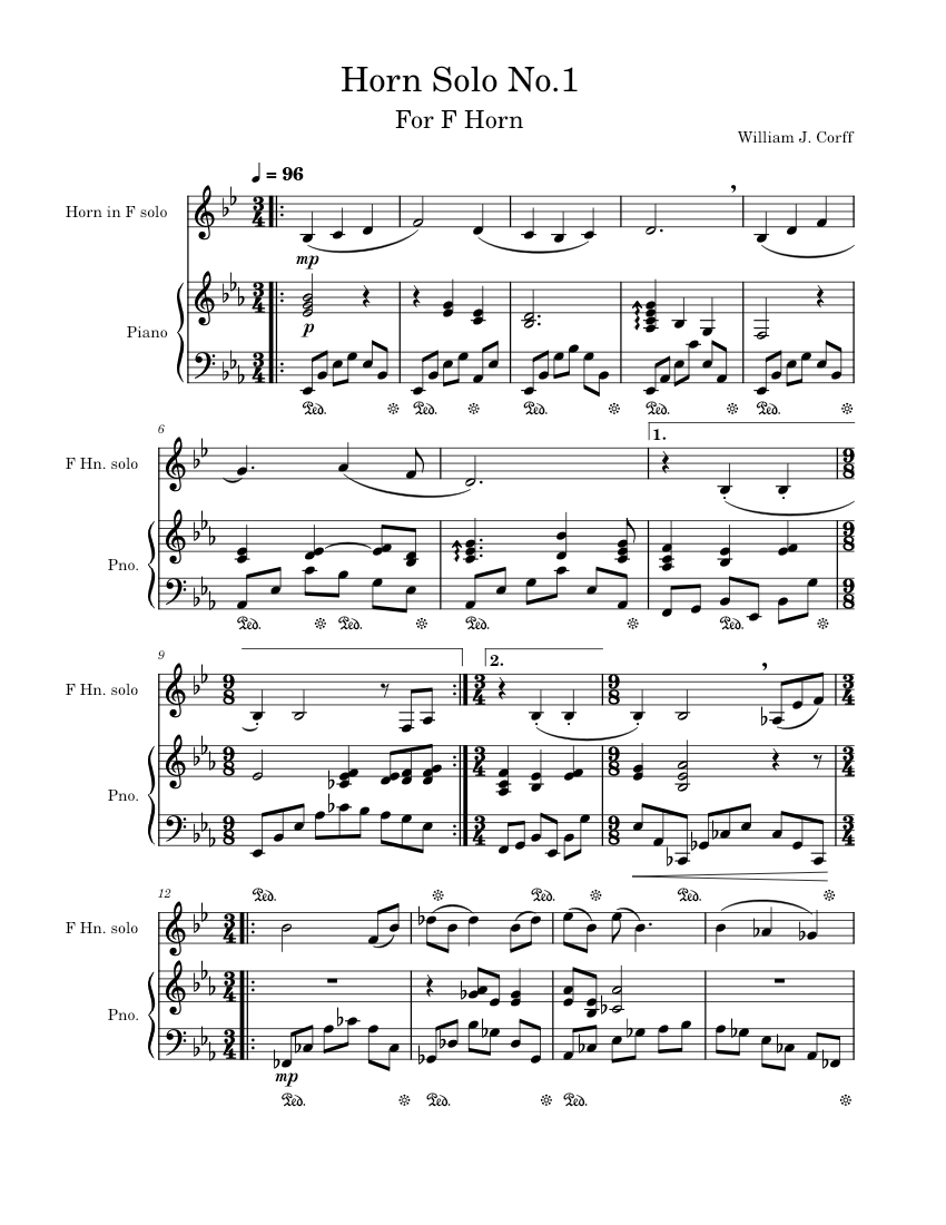 Horn Solo No. 1.0 Sheet music for Piano, French horn (Solo) | Musescore.com