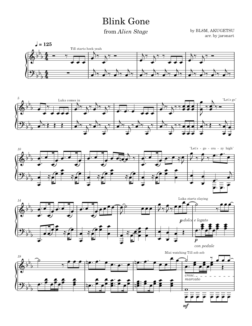 Blink Gone - 에이스테 (Alien Stage) Sheet Music for Piano (Solo ...