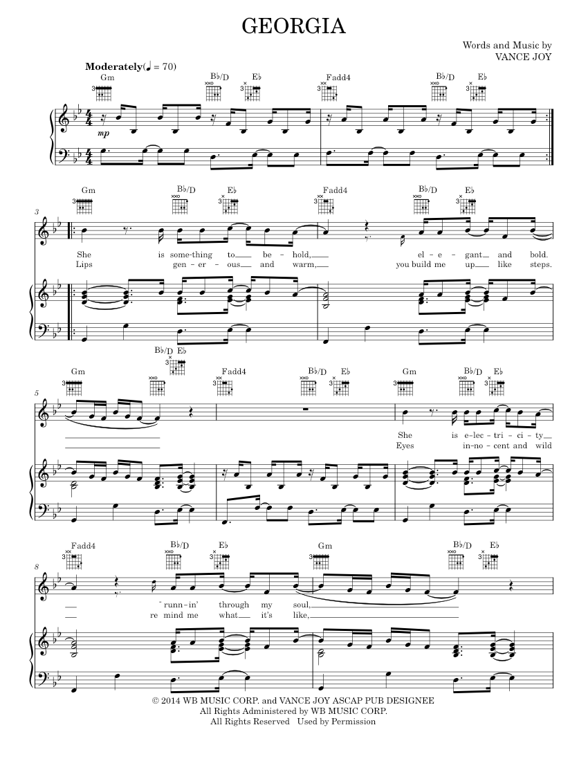 georgia Sheet music for Piano, Vocals: Music Notes