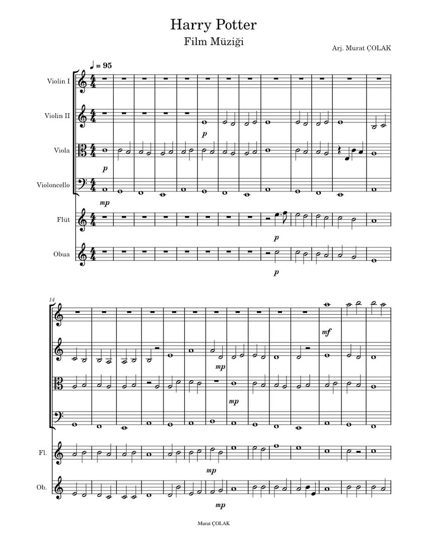 Harry Potter Sheet music for Flute, Oboe, Violin, Viola & more ...