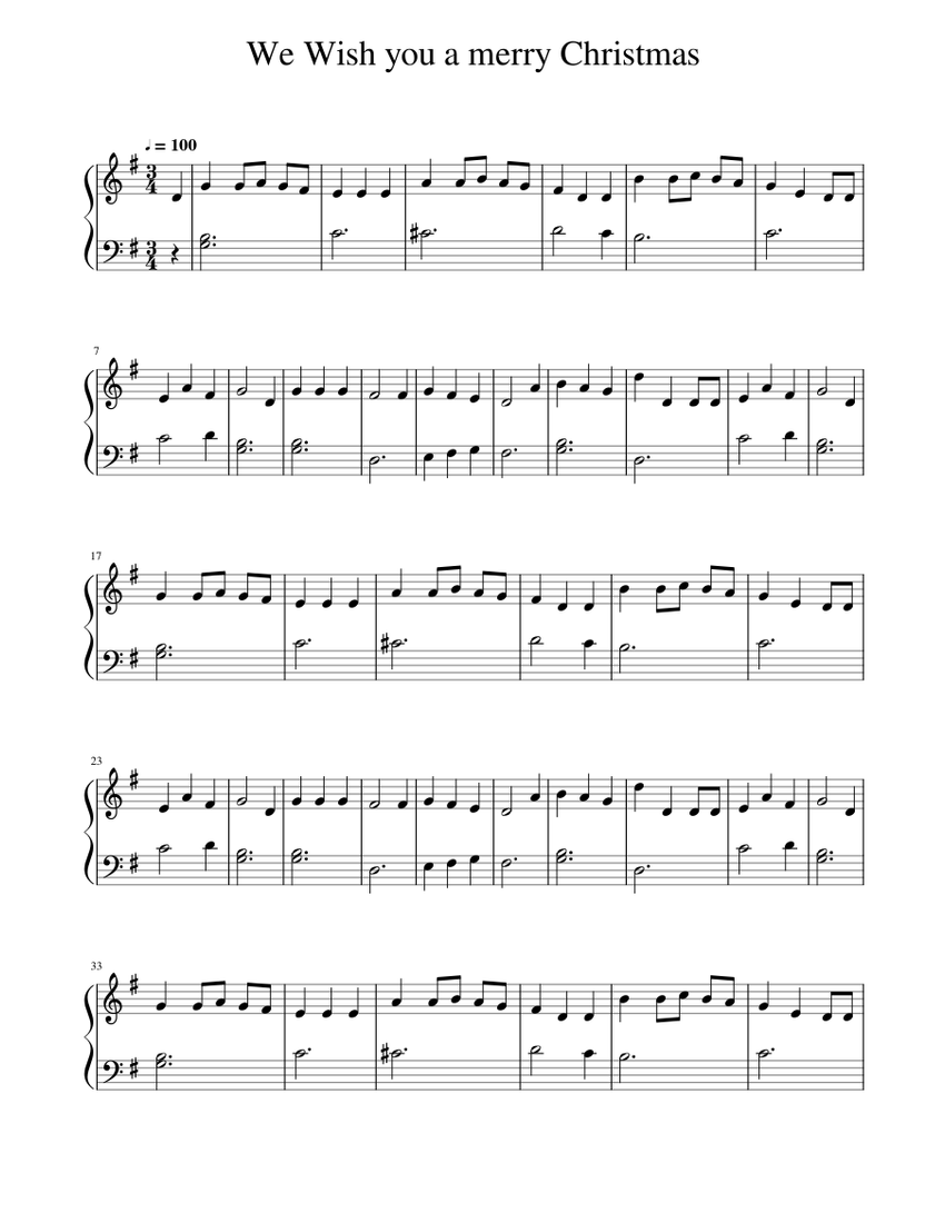 We Wish you a merry Christmas Sheet music for Piano (Solo) Easy ...