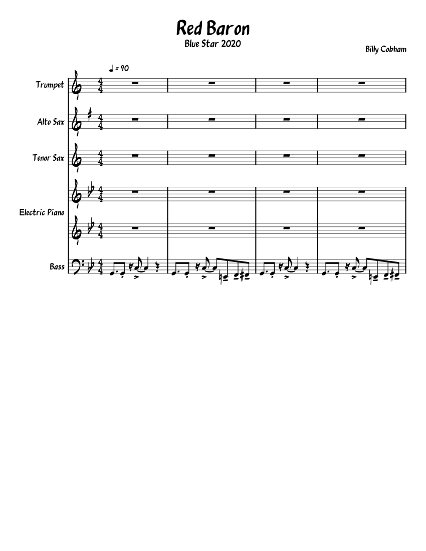Red Baron Sheet music for Piano, Saxophone alto, Saxophone tenor ...