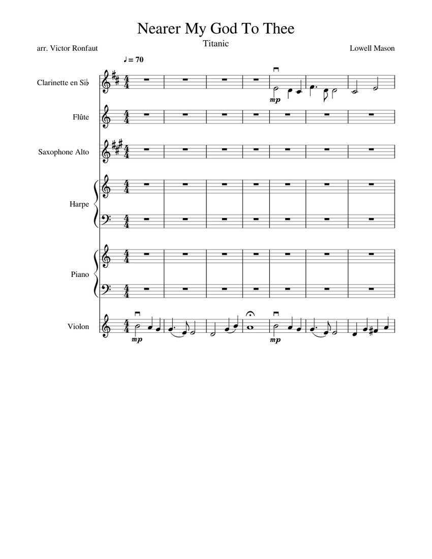Nearer My God To Thee Sheet music for Piano, Flute, Clarinet in b-flat ...