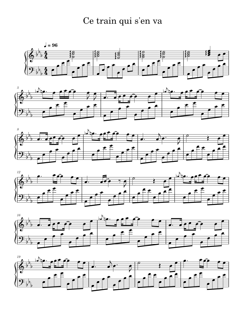 Ce train qui s'en va Sheet Music for Piano (Solo) easy | MuseScore.com