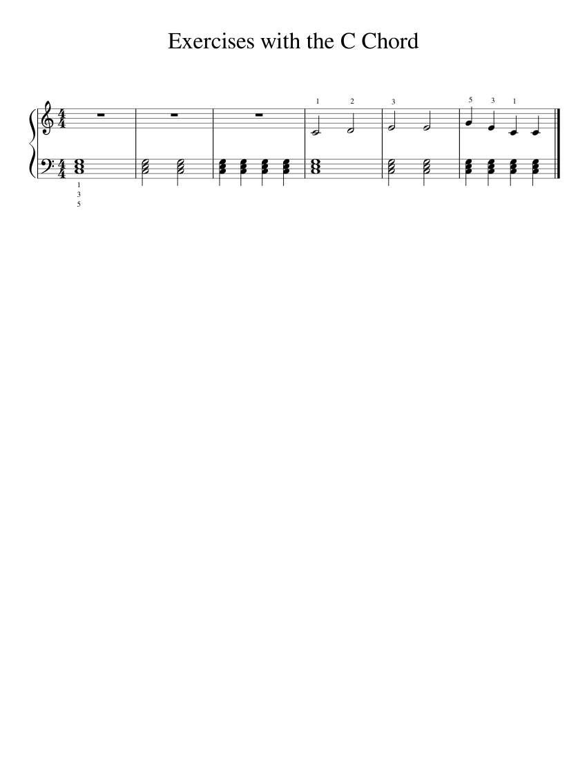 Exercises with the C Chord Sheet music for Piano (Solo) | Musescore.com