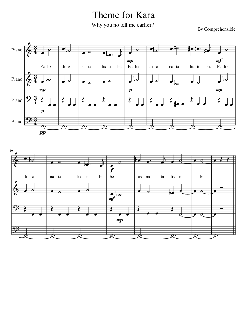 Theme_for_Kara Sheet music for Piano (Mixed Quartet) | Musescore.com