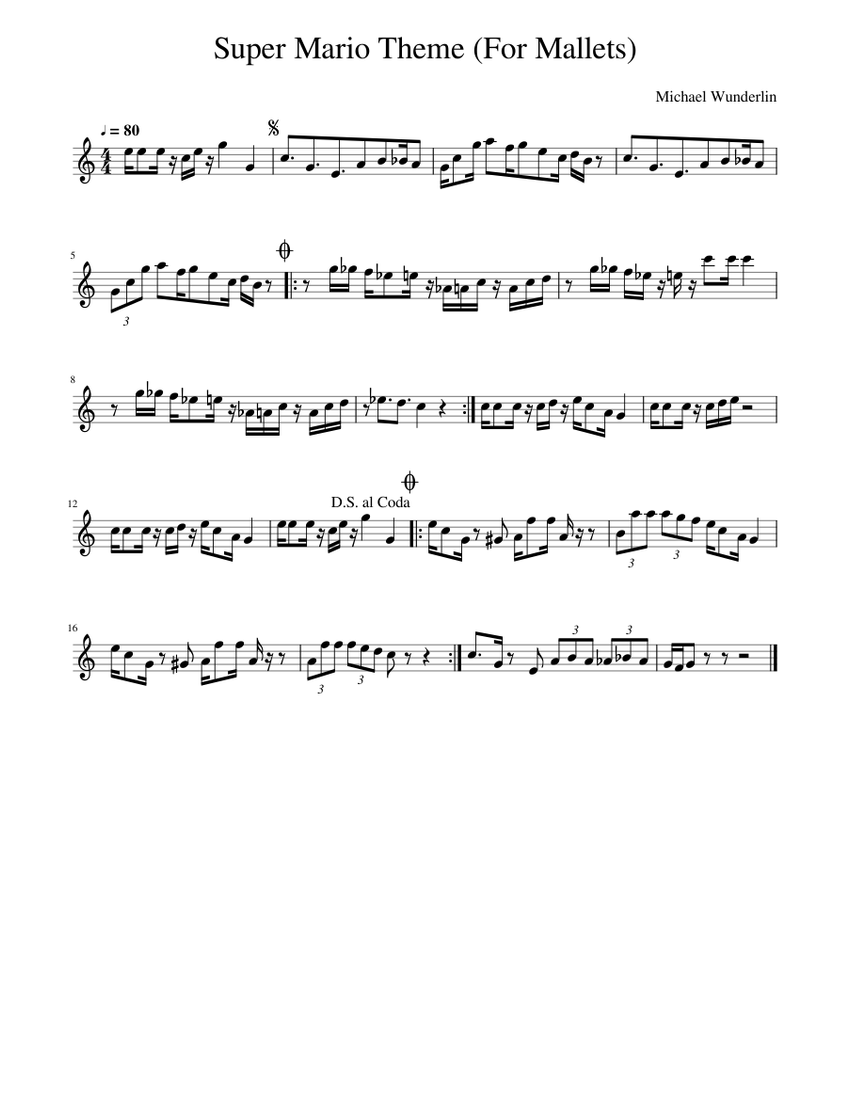 Super Mario Theme (For Mallets) Sheet music for Xylophone (Solo ...