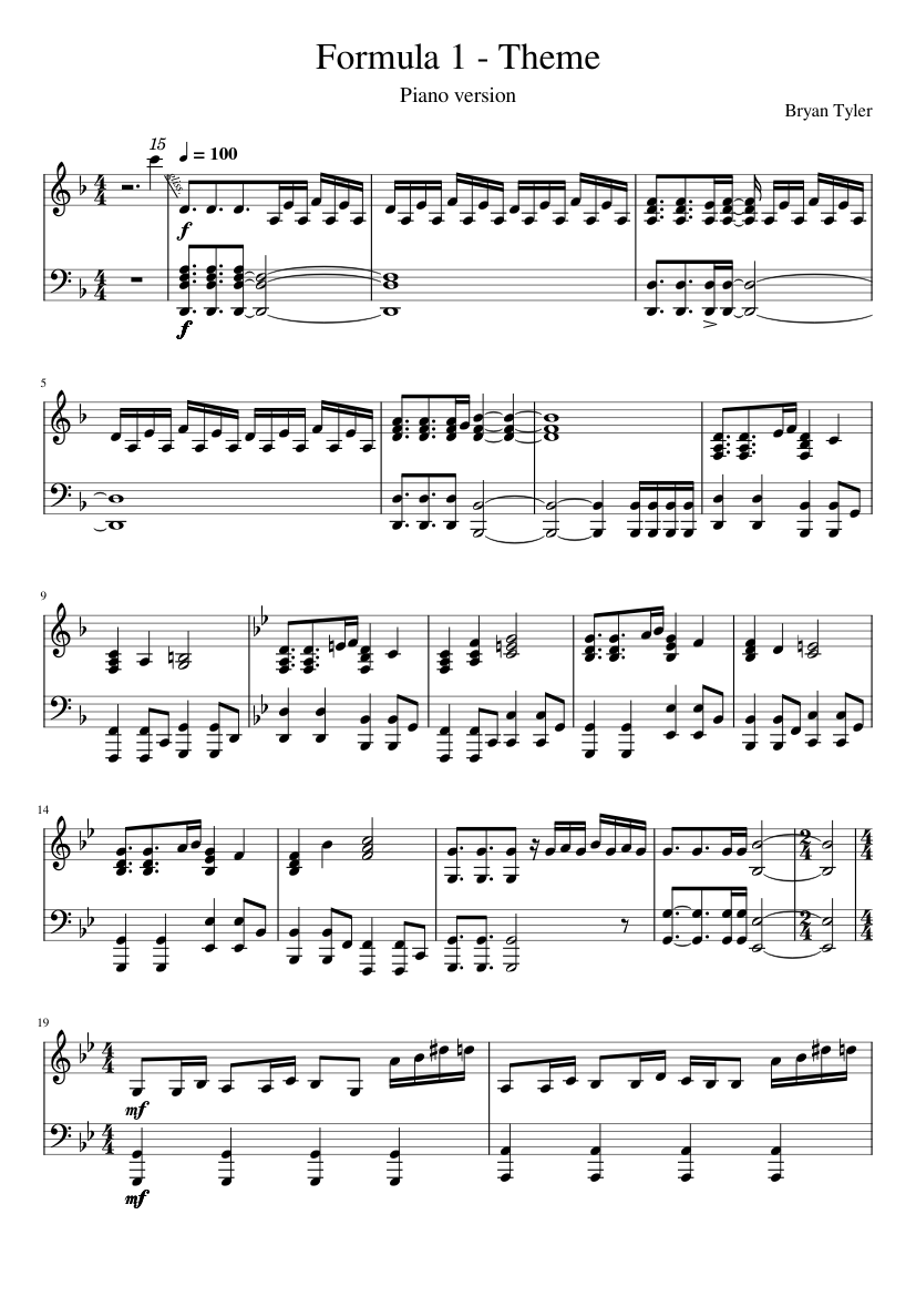 F1 theme song Sheet music for Piano (Solo) | Musescore.com