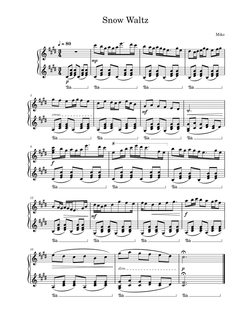 Snow Waltz Sheet music for Piano (Solo) Easy | Musescore.com