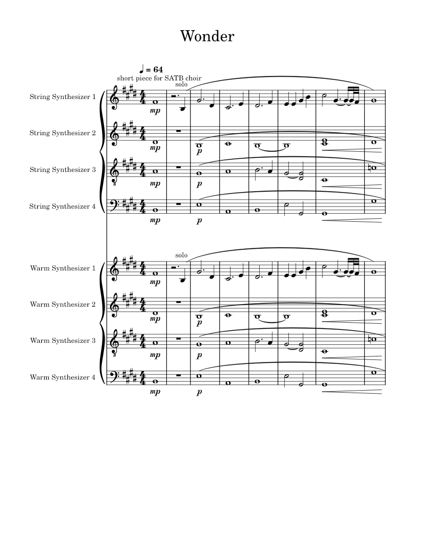 Wonder Sheet music for Strings group, Synthesizer (Mixed Ensemble ...