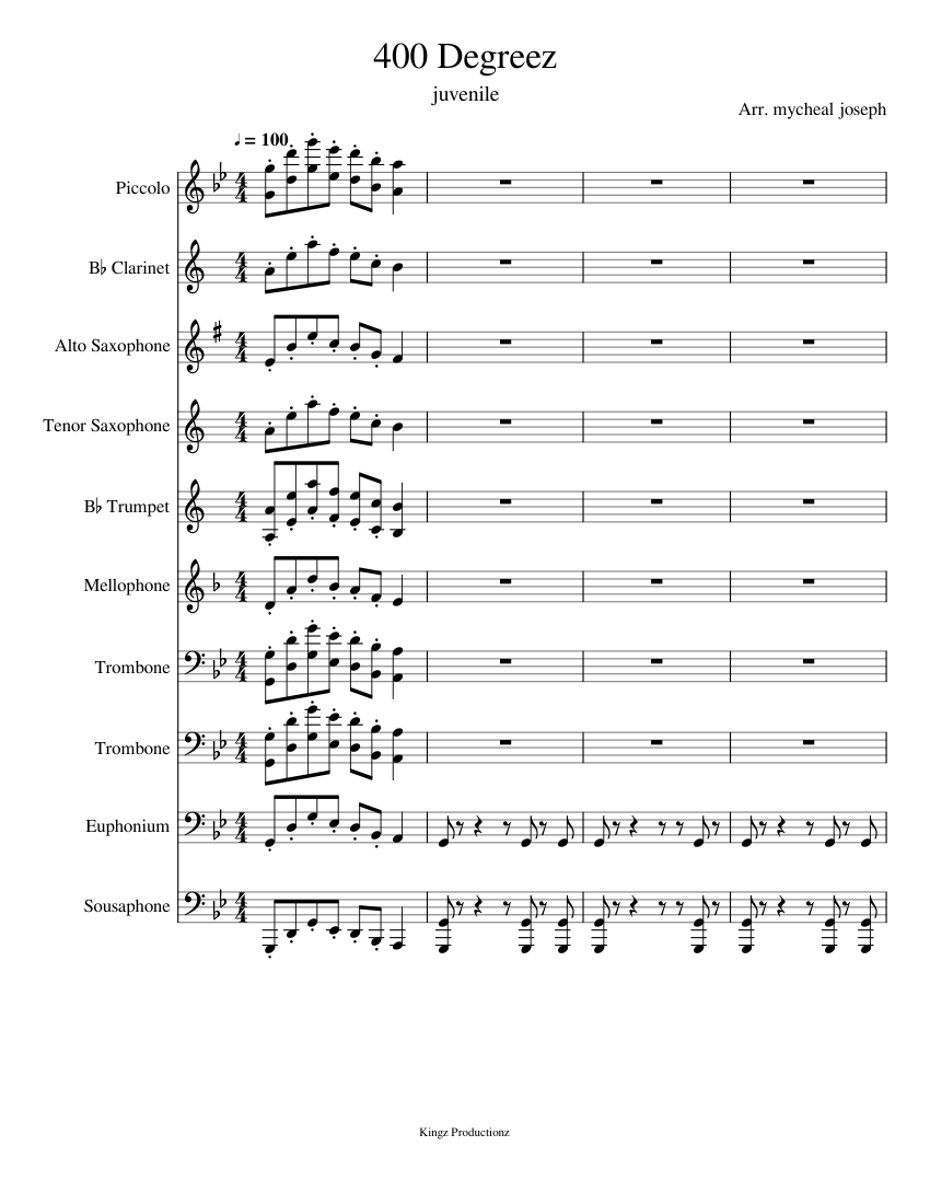 400 Degreez Sheet music for Trombone, Euphonium, Mellophone, Flute piccolo & more instruments ...