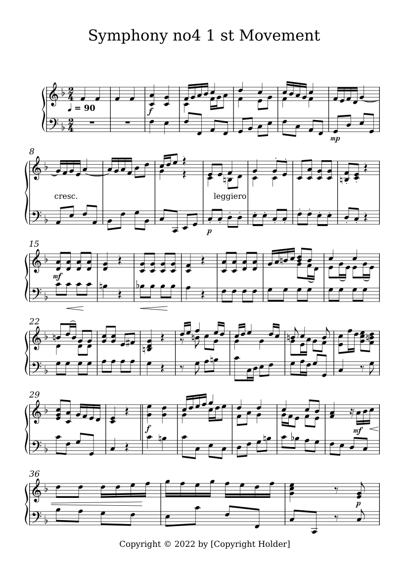 Symphony no4 1 st Movement Sheet music for Piano (Solo) | Musescore.com