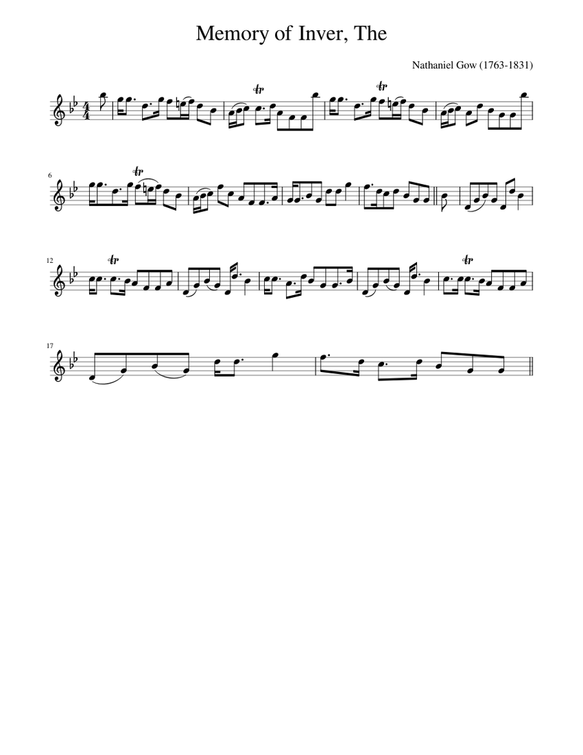 Nathaniel Gow - The Memory of Inver - piano tutorial