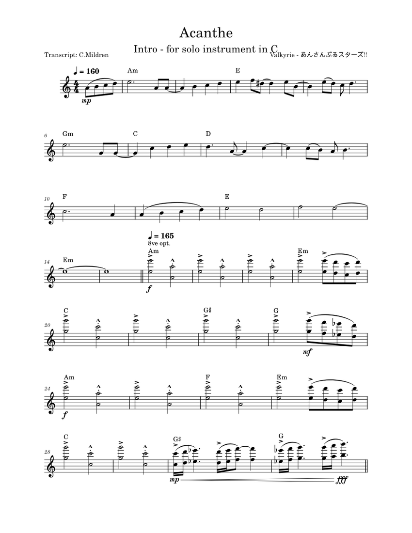 Acanthe – Valkyrie Sheet music for Piano (Solo) Easy | Musescore.com
