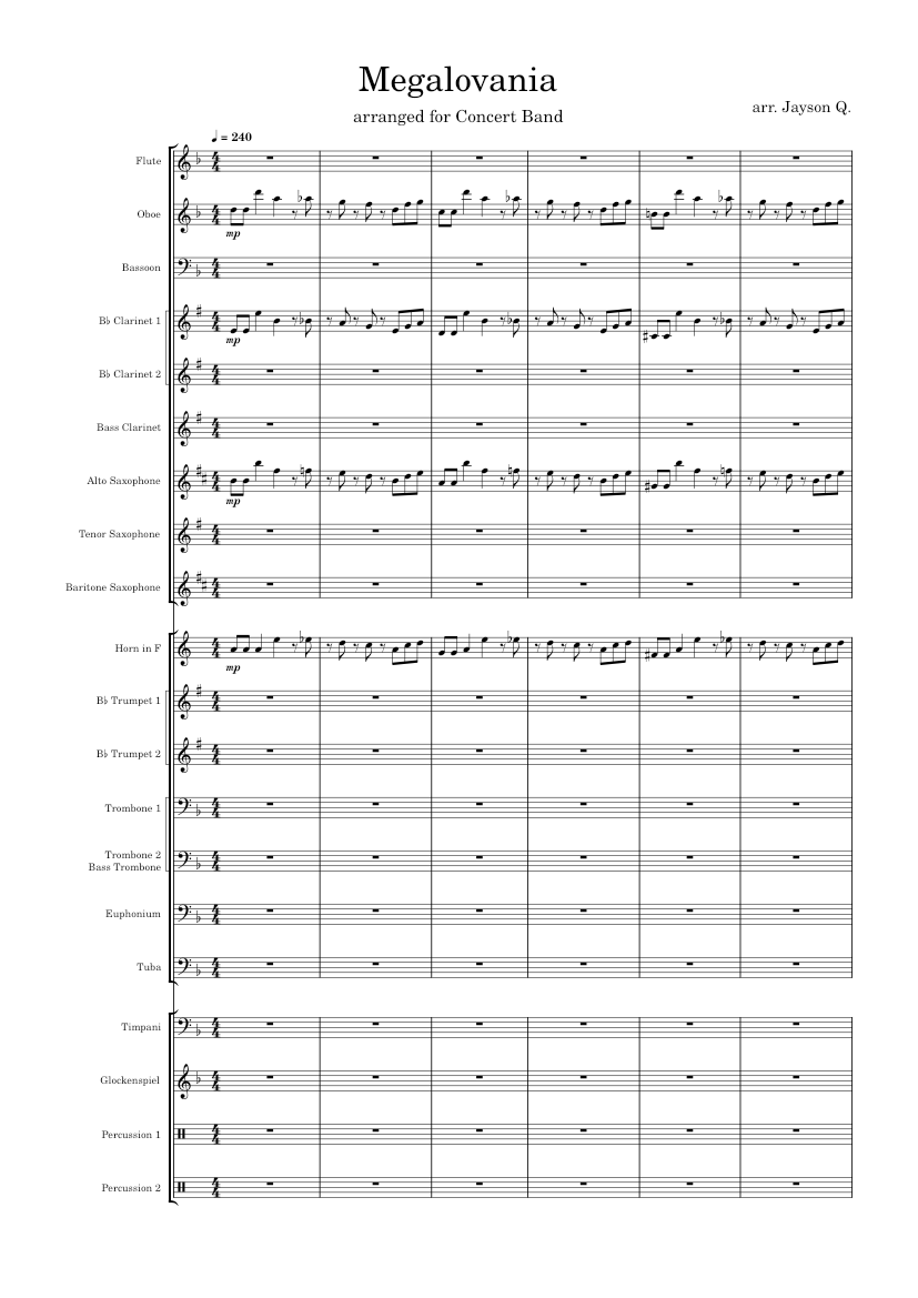 Megalovania – Toby Fox arr. Jayson Q. Sheet music for Trombone, Tuba, Flute, Oboe & more ...