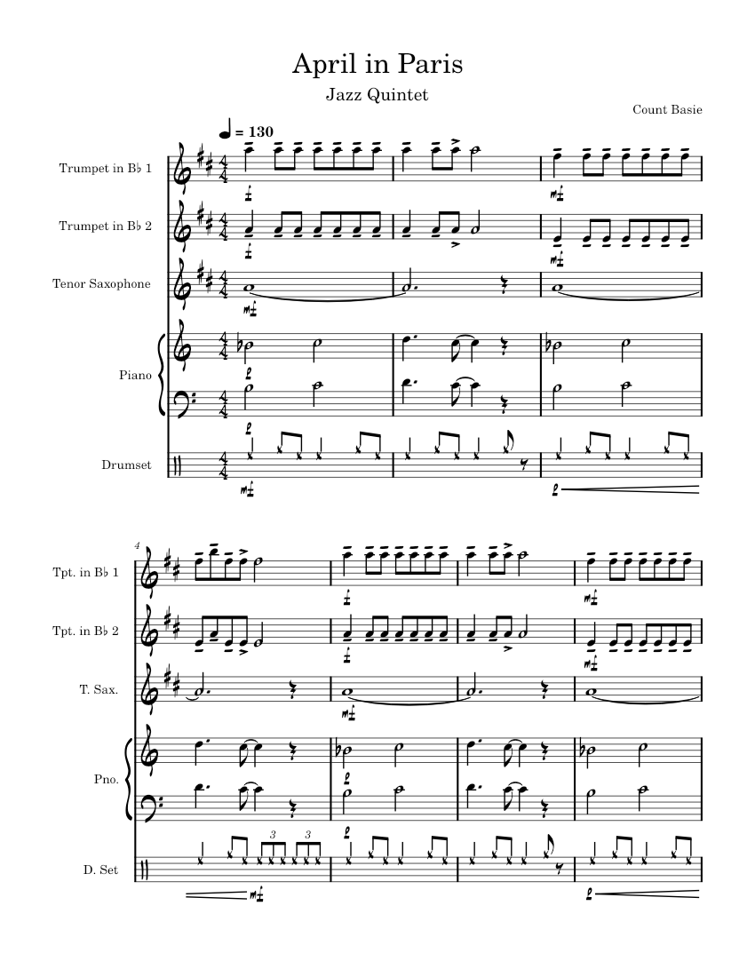 April In Paris – Count Basie April in Paris Sheet music for Piano ...
